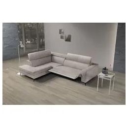 Ecksofa Egoitaliano "Edith, Designsofa mit hohem Sitzkomfort, L-Form" Sofas Gr. B/H/T: 269cm x 96cm x 203cm, Luxus-Microfaser Lederoptik, Ottomane links, grau (opal grau) inkl. elektrischer Relaxfunktion und manuell verstellbaren Kopfteilen