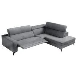 Ecksofa Egoitaliano "Edith, Designsofa mit hohem Sitzkomfort, L-Form" Sofas Gr. B/H/T: 269cm x 96cm x 203cm, Luxus-Microfaser Lederoptik, Ottomane rechts, grau (steingrau) inkl. elektrischer Relaxfunktion und manuell verstellbaren Kopfteilen