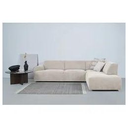 Ecksofa Andas "Linkka" Sofas Gr. B/H/T: 282cm x 75cm x 223cm, Chenille, Ottomane rechts, beige (natural) L-Form, in einem weichen Chenille-Stoff, mit Wellenunterfederung