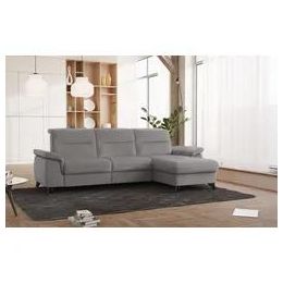 Sit & More Ecksofa SIT & MORE "Astoria L-Form" Sofas Gr. B/H/T: 260cm x 91cm x 175cm, Microfaser, Recamiere rechts, mit Kopfteilverstellung-mit Armlehnfunktion-ohne Relaxfunktion motorisch im Sofa 2,5-sitzig-ohne Relaxfunktion motorisch in Recamiere, grau (hellgrau) wahlweise mit motorischer Relaxfunktion