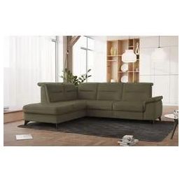 Sit & More Ecksofa SIT & MORE "Astoria L-Form" Sofas Gr. B/H/T: 256cm x 91cm x 225cm, Microfaser, Ottomane links, mit Kopfteilverstellung-mit Armlehnfunktion-ohne Relaxfunktion motorisch im Sofa 2,5-sitzig, grün (olive) wahlweise mit motorischer Relaxfunktion