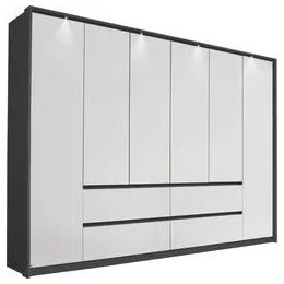 Drehtürenschrank Rauch "Mainz mit Passepartout" Schränke Gr. B/H/T: 275 cm x 212 cm x 58 cm, Mit Beleuchtung, 6 St., grau (graumetallic, alpinweiß) optional mit Beleuchtung, Außentüren Push-to-Open Funktion