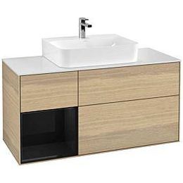 Villeroy & Boch Villeroy und Boch Finion Waschtischunterschrank F161PHPC 120cm, Abdeckplatte white matt, Regal links Glossy Black Lacquer, Oak Veneer