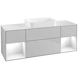 Villeroy & Boch Villeroy und Boch Finion Waschtischunterschrank G741GFGJ 160x60,3x50,1cm, Regale Glossy white lacquer, Light grey matt