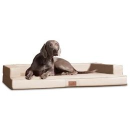 tierlando ® GIBSON VISCO - Orthopädisches Design Hundesofa aus Kunstleder creme 1,2 m, 22 cm, 90 cm