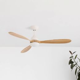 Faro Barcelona Deckenventilator Poros, LED-Leuchte weiß/Holz hell