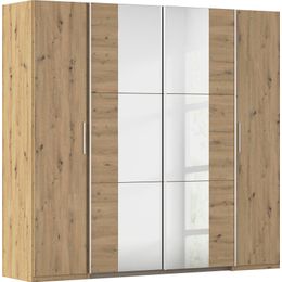 Schwebetürenschrank Rauch "Kleiderschrank Drehtürenschrank Schrank Garderobe KRONACH TOPSELLER", braun (eiche artisan), B:225cm H:210cm T:59cm, Holzwerkstoff, Schränke, mit Dreh- und Schwebetüren und Spiegel, viele Böden MADE IN GERMANY