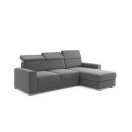 M-Punkt Ecksofa TOKIO mit Bett und Bettkasten Sofa/Schlafsofa - Anthrazit/Grau