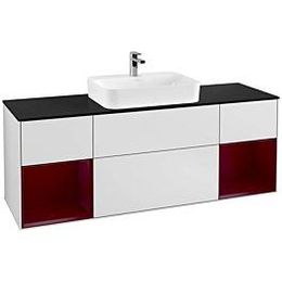 Villeroy & Boch Villeroy und Boch Finion Waschtischunterschrank G452HBMT 160cm, Abdeckplatte black matt, Emotion, Regale Peony matt lacquer, White matt lacquer