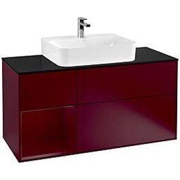 Villeroy & Boch Villeroy und Boch Finion Waschtischunterschrank G162HBHB 120cm, Abdeckplatte black matt, Emotion, Regal links Peony, Peony Matt