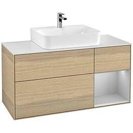 Villeroy & Boch Villeroy und Boch Finion Waschtischunterschrank F171GJPC 120cm, Abdeckplatte white matt, Regal rechts Light grey matt, Oak Veneer