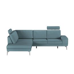 meinSofa Ecksofa aus Leder Dana ¦ blau ¦ Maße (cm): B: 269 H: 86 T: 2