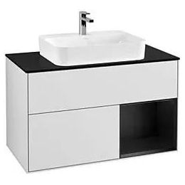 Villeroy & Boch Villeroy und Boch Finion Waschtischunterschrank G372PDMT 100cm, Abdeckplatte black matt, Emotion, Regal rechts Black matt lacquer, White matt lacquer