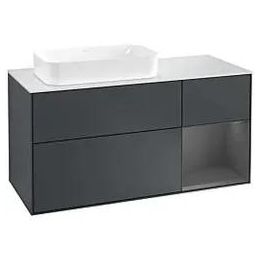 Villeroy & Boch Villeroy und Boch Finion Waschtischunterschrank F281GKHG 120cm, Abdeckplatte white matt, Regal rechts Anthracite matt, Midnight Blue Matt Lacquer