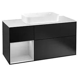 Villeroy & Boch Villeroy und Boch Finion Waschtischunterschrank F291GJPD 120cm, Abdeckplatte white matt, Regal links Light grey matt, Black matt lacquer