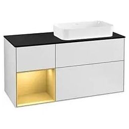 Villeroy & Boch Villeroy und Boch Finion Waschtischunterschrank G272HFMT 120cm, Abdeckplatte black matt, Emotion, Regal links Gold matt, White matt lacquer