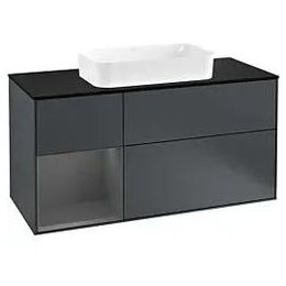 Villeroy & Boch Villeroy und Boch Finion Waschtischunterschrank G292GKHG 120cm, Abdeckplatte black matt, Emotion, Regal links Anthracite matt, Midnight Blue Matt Lacquer