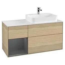 Villeroy & Boch Villeroy und Boch Finion Waschtischunterschrank G391GKPC 120cm, Abdeckplatte white matt, Emotion, Regal links Anthracite matt, Oak Veneer