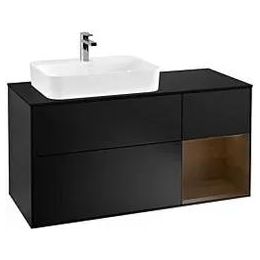 Villeroy & Boch Villeroy und Boch Finion Waschtischunterschrank G402GNPD 120cm, Abdeckplatte black matt, Emotion, Regal rechts Walnut veneer, Black matt lacquer