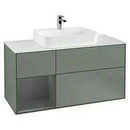 Villeroy & Boch Villeroy und Boch Finion Waschtischunterschrank G411GKGM 120cm, Abdeckplatte white matt, Emotion, Regal links Anthracite matt, Olive Matt Lacquer