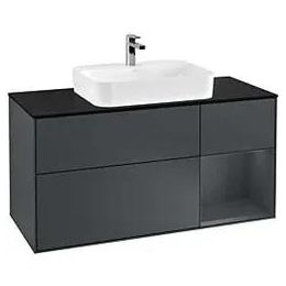 Villeroy & Boch Villeroy und Boch Finion Waschtischunterschrank G422HGHG 120cm, Abdeckplatte black matt, Emotion, Regal rechts Midnight Blue matt, Midnight Blue Matt Lacquer