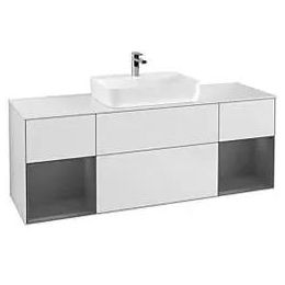 Villeroy & Boch Villeroy und Boch Finion Waschtischunterschrank G451GKMT 160cm, Abdeckplatte white matt, Emotion, Regale Anthracite matt lacquer, White matt lacquer