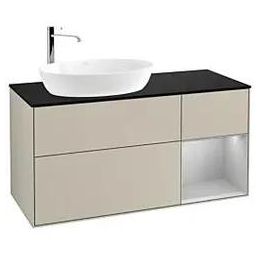 Villeroy & Boch Villeroy und Boch Finion Waschtischunterschrank G932GJHH 120cm, Abdeckplatte black matt, Emotion, Regale Light grey matt lacquer, Sand Matt Lacquer