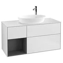 Villeroy & Boch Villeroy und Boch Finion Waschtischunterschrank G941GKMT 120cm, Abdeckplatte white matt, Emotion, Regale Anthracite matt lacquer, White matt lacquer