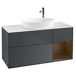 Villeroy & Boch Villeroy und Boch Finion Waschtischunterschrank G951GNHG 120cm, Abdeckplatte white matt, Emotion, Regale Walnut Veneer, Midnight Blue Matt Lacquer