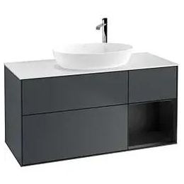 Villeroy & Boch Villeroy und Boch Finion Waschtischunterschrank G951PDHG 120cm, Abdeckplatte white matt, Emotion, Regale Black matt lacquer, Midnight Blue Matt Lacquer