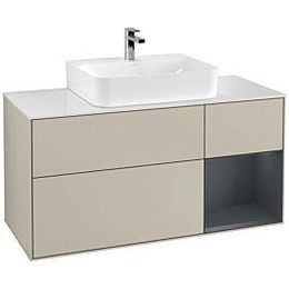 Villeroy & Boch Villeroy und Boch Finion Waschtischunterschrank G171HGHH 120cm, Abdeckplatte white matt, Emotion, Regal rechts Midnight Blue Matt Lacquer, Sand Matt Lacquer