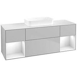 Villeroy & Boch Villeroy und Boch Finion Waschtischunterschrank F741GFGJ 160x60,3x50,1cm, Regale Glossy white lacquer, Light grey matt