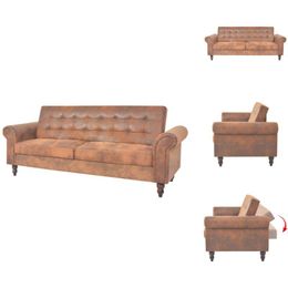 vidaXL Sofas - Living 2-Sitzer Schlafsofa mit Armlehnen Künstliches Wildleder Braun - Braun