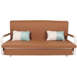 Schlafsofa HHG 530, Schlafcouch Couch Sofa, Schlaffunktion Bettkasten Liegefläche, 190x185cm Stoff/Textil braun