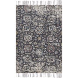 Beliani - Teppich Bunt Polyester / Baumwolle 150 x 230 cm Pflanzenmotiv Kurzflor mit Fransen Geflecht Handgewebt Rechteckig Wohnzimmer Orientalisch