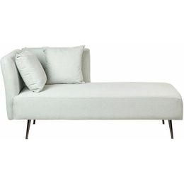 Beliani - Chaiselongue Mintgrün Stoffbezug Linksseitig mit Kissen Armlehne Metallbeine Modern für Wohnzimmer Schlafzimmer Wintergarten Kleine Räume