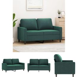 The Living Store - 2-Sitzer-Sofa Dunkelgrün 120 cm Samt - Sofas - Grün