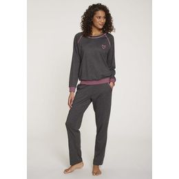 Vivance Dreams Pyjama mehrfarbig Gr. 32/34 für Damen. Rundhals und Kontraststreifen, Kontrastnaht. Regular Fit