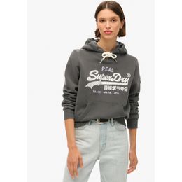 Kapuzensweatshirt Superdry "EMBELLISHED VL GRAPHIC HOOD" Gr. XL, schwarz (washed black) Damen Sweatshirts