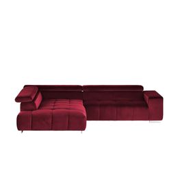 U.N.O uno Ecksofa aus Samt Origo ¦ rot ¦ Maße (cm): B: 308 H: 70 T: 225