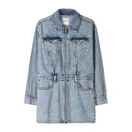 Bershka Kleid Damen Größe 40 taubenblau Winterkleid