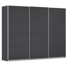 Schwebetürenschrank Rauch "Kleiderschrank Schrank Garderobe AGORDO mit Dekor- oder Hochglanzfront" Schränke Gr. B/H/T: 271 cm x 210 cm x 62 cm, 3 St., grau (graumetallic) durchdachte Innenausstattung, in 4 Breiten und 2 Höhen MADE IN GERMANY