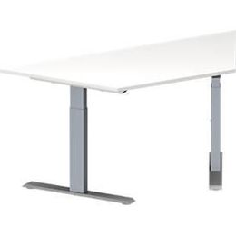 Schäfer Shop Schäfer Shop Genius Konferenztisch MODENA FLEX, Trapez, T-Fuß Rechteckrohr, B 1600 x T 800 x H 650-850 mm, weiß/weißaluminium RAL 9006