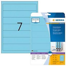 Herma Ordneretiketten A4, 192 mm lang, permanent haftend/bedruckbar, 140 Stück, blau