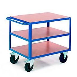 ROLLCART Tischwagen, 3 Ladeflächen, 1200 x 800 mm, Tragkraft 500 kg, für Produktion und Werkstatt