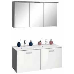 Badmöbel-Set Welltime "Ravenna", weiß (grafit, weiß), Kastenmöbel-Sets, Doppelwaschplatz, Breite 120 cm