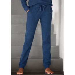 Homewearhose Lascana "/Loungehose / Strickhose" Gr. 48/50, N-Gr, blau (blau, meliert) Damen Hosen praktischen Taschen, Loungewear