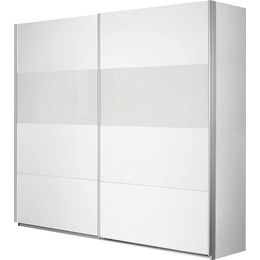 Schwebetürenschrank Rauch "Quadra BESTSELLER Schrank Schlafzimmerschrank in vielen Breiten" Schränke Gr. B/H/T: 226 cm x 210 cm x 62 cm, 2 St., weiß (weiß, weißglas) Kleiderschrank Garderobenschrank mit Glaselementen