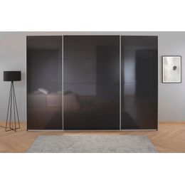 Schwebetürenschrank Rauch "Koluna" Schränke Gr. B/H/T: 315 cm x 210 cm x 62 cm, 3 St., grau (graumetallic, hochglanz effektgrau) Hochglanzfront, inkl. 2 Innenschubladen sowie extra Böden