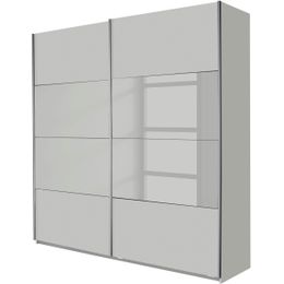 Schwebetürenschrank Rauch "Quadra Bestseller Schlafzimmerschrank in vielen Breiten" Schränke Gr. B/H/T: 181 cm x 230 cm x 62 cm, 2 St., grau (seidengrau, seidengrauglas) Kleiderschrank Garderobenschrank Schrank mit Glaselementen